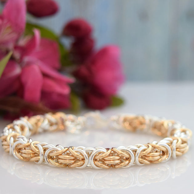 Sterling Silver/14k Goldfill Byzantine Bracelet – Excellence NB